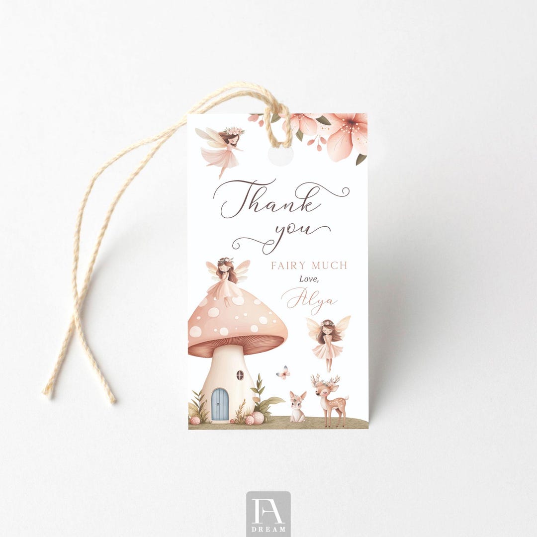 Editable Fairy Gift Tag, Enchanted Party Tag, Printable Fairy Favor ...