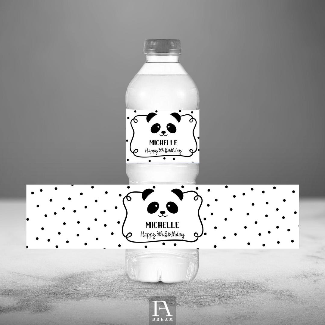 Editable Panda Water Bottle Label Template, Wild One Birthday Party ...