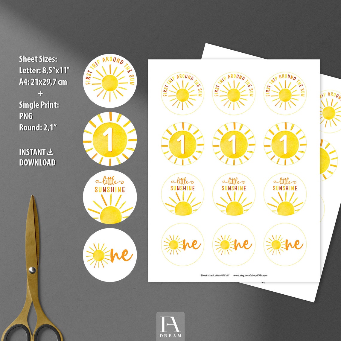 Sun Cupcake Topper Printable, Sunshine Birthday Party Cake Decoration ...