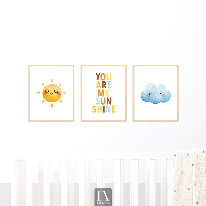Set of 3 Sunshine Nursery Wall Art Decor, You Are My Sunshine Wall Art ...