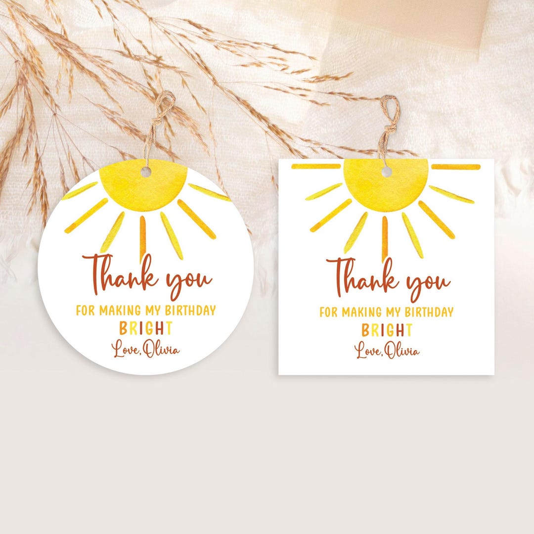 Editable Sun Favor Tags, Sunshine Gift Labels, Girl First Trip Birthday ...