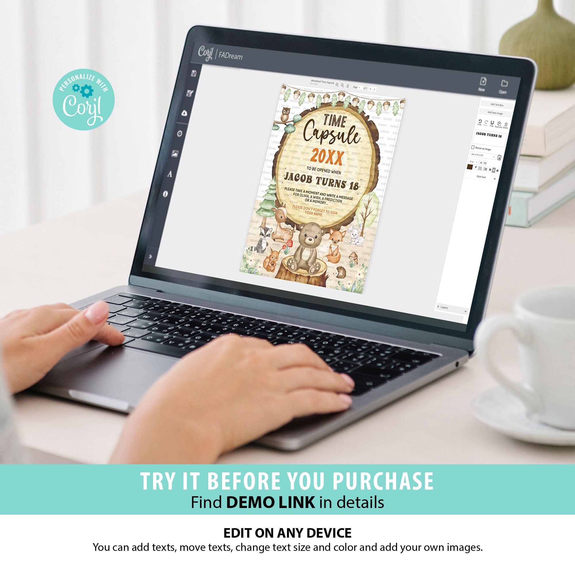 Woodland Time Capsule Sign and Message Card, Wild One Birthday Time ...