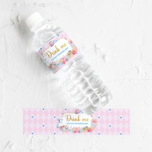 Alice Water Bottle Label Template, Editable Alice in Wonderland Girl ...