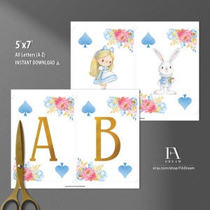 Alice in Wonderland Alphabet A-Z Banner Alice in Wonderland All Letters ...