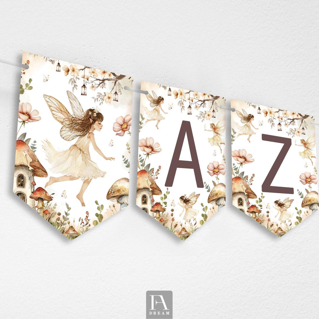 Fairy Enchanted Banner, Fairy Party Bunting, Magical Birthday Flag ...