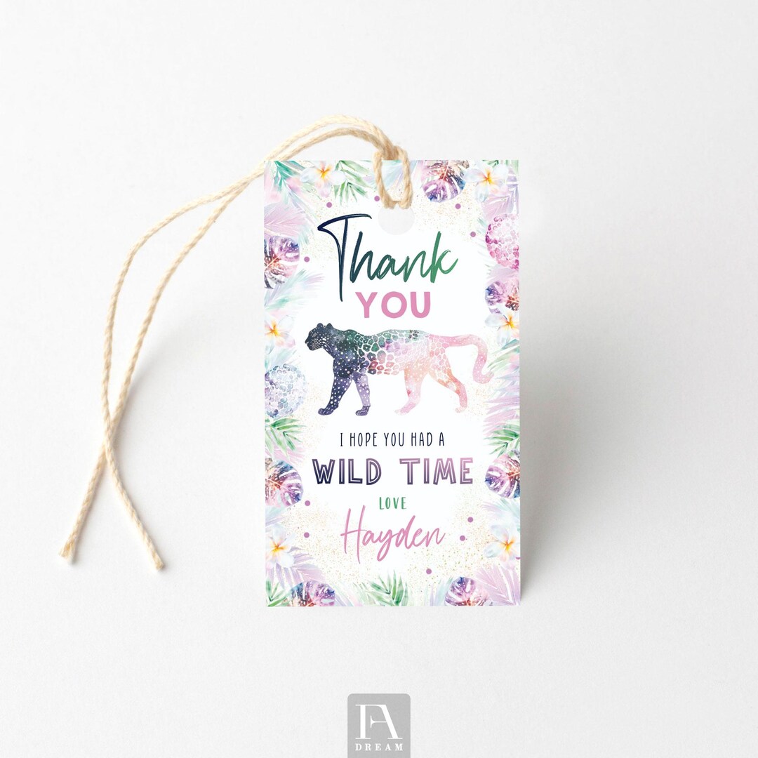 Editable Safari Jungle Favor Tag, Wild Animals Thank You Tag, Custom ...