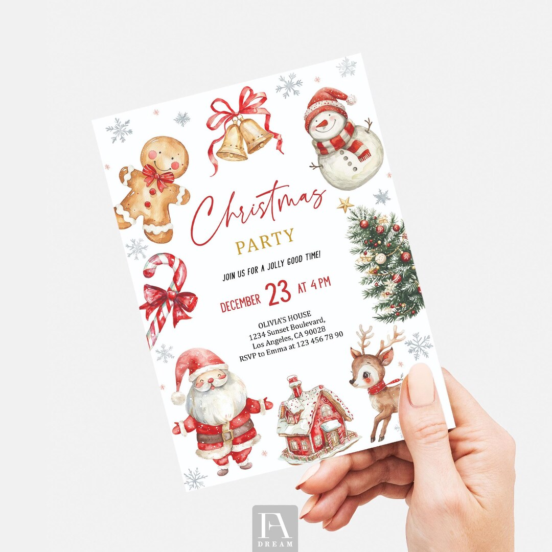 Editable Christmas Party Invitations Personalized Christmas Party ...
