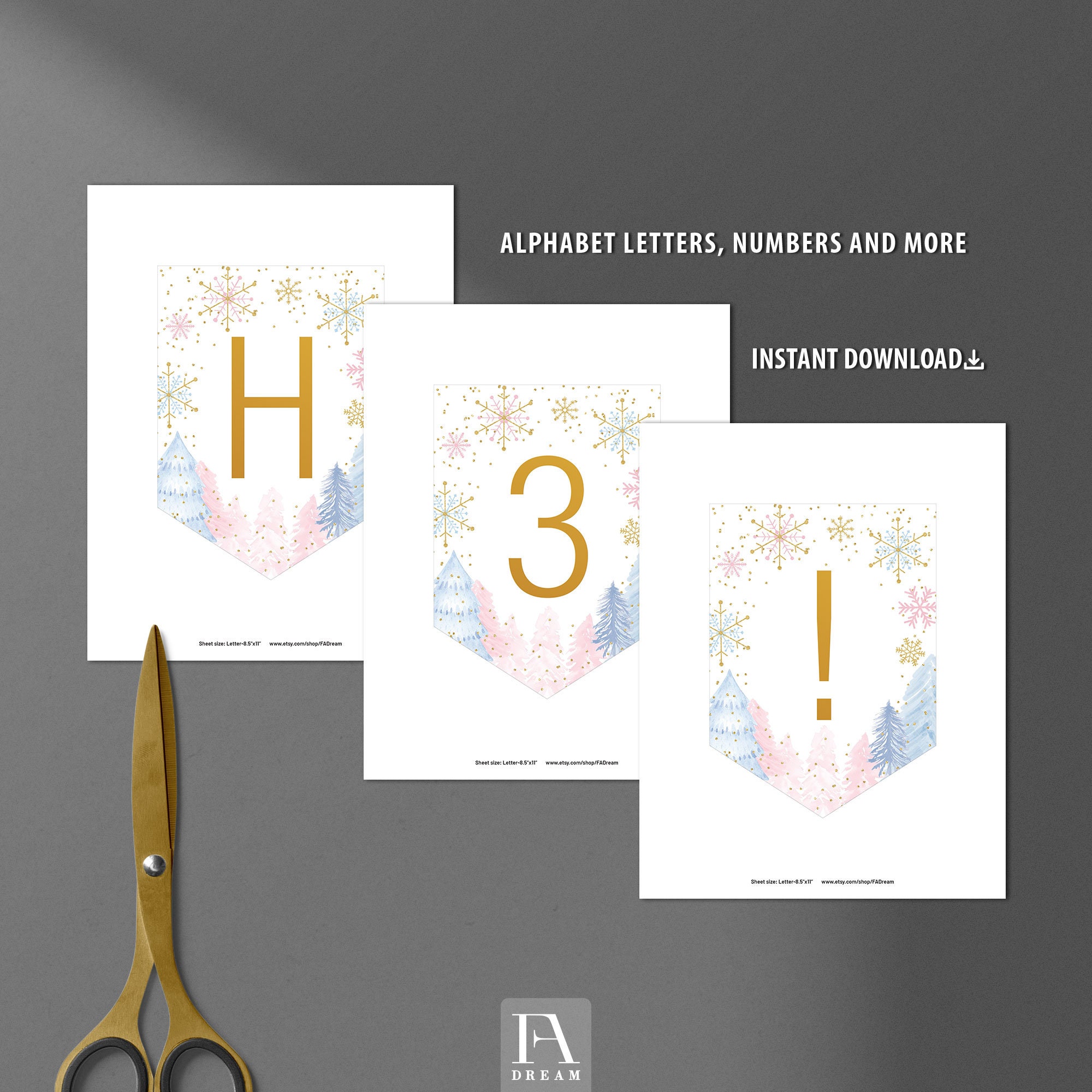 Nutcracker Alphabet A-Z Numbers Symbols Banner, Winter Party Bunting ...