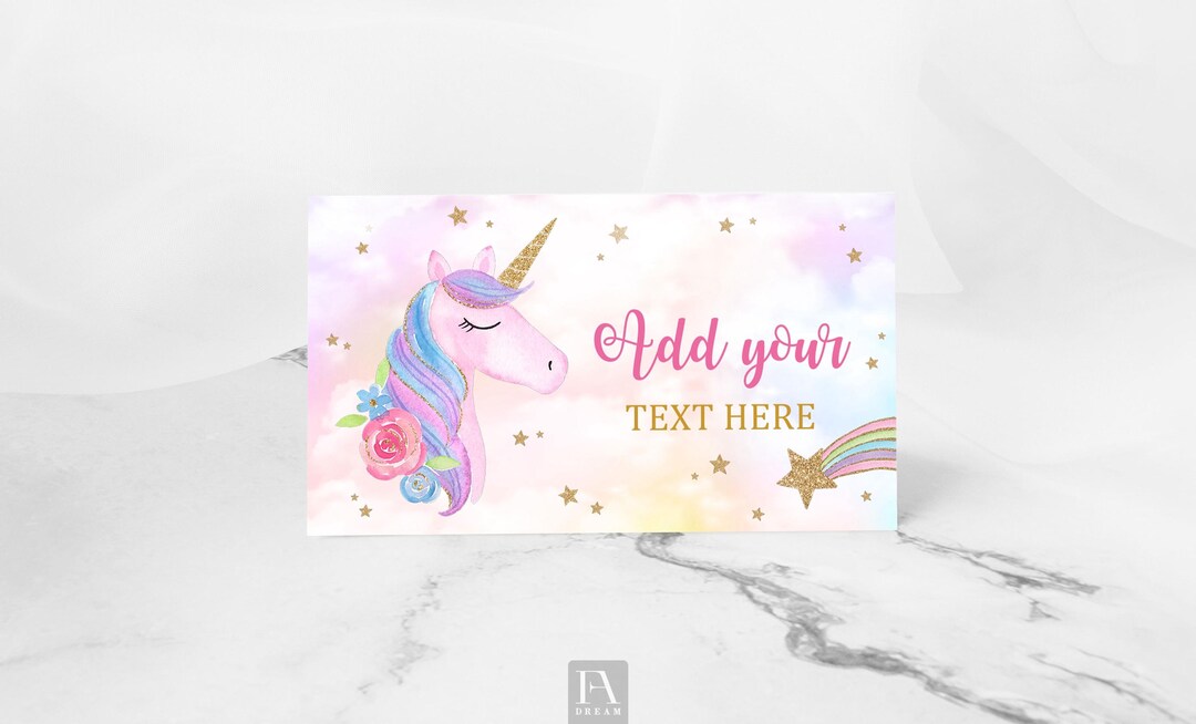 Unicorn Food Label Template, Editable Unicorn Birthday Party Table ...