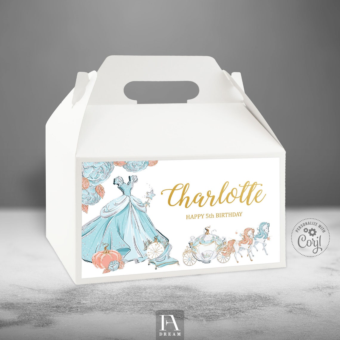 Fairy Tale Gable Box Label Template Princess Cinderella - Etsy