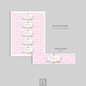 Alice Water Bottle Label Template, Editable Alice in Wonderland Girl ...