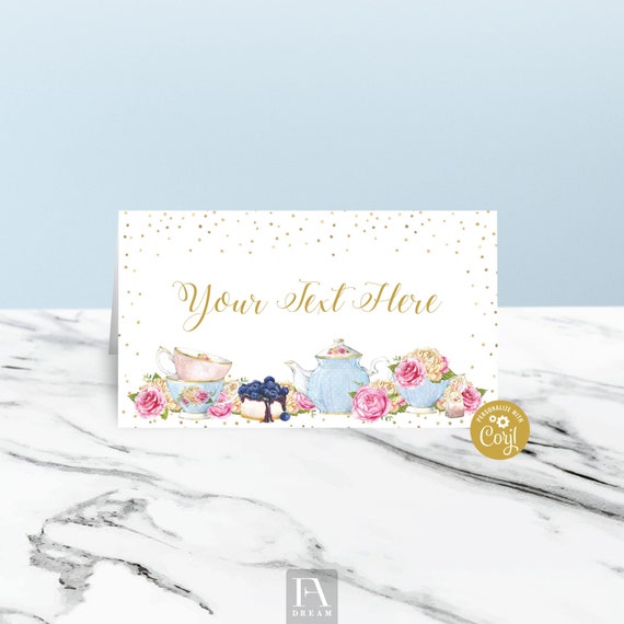 Editable Tea Party Food Label Template 1st Birthday Party | Etsy