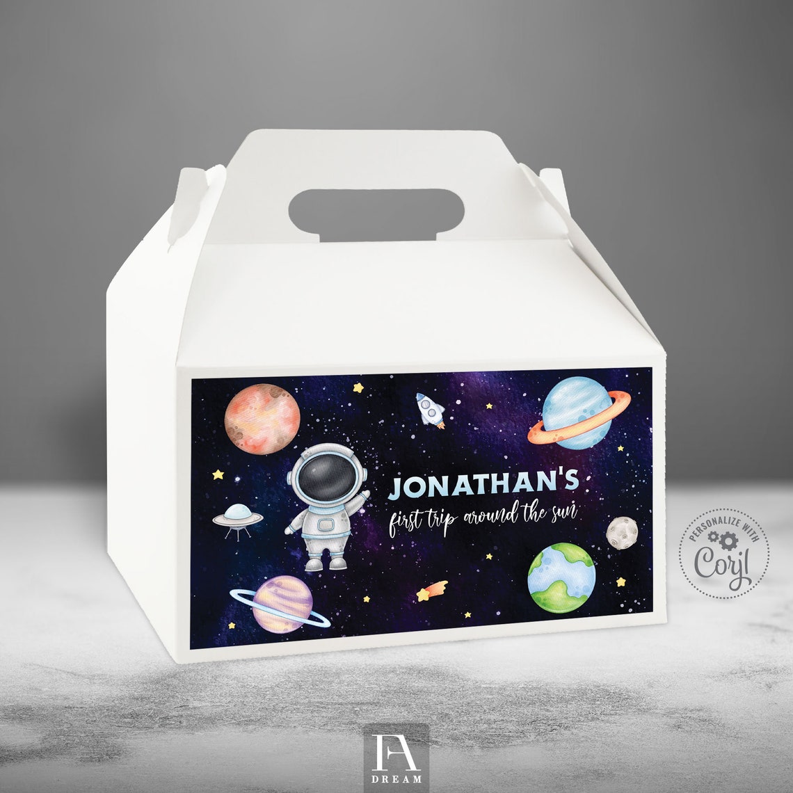 Editable Space Gable Box Label Template Outer Space Girl First - Etsy