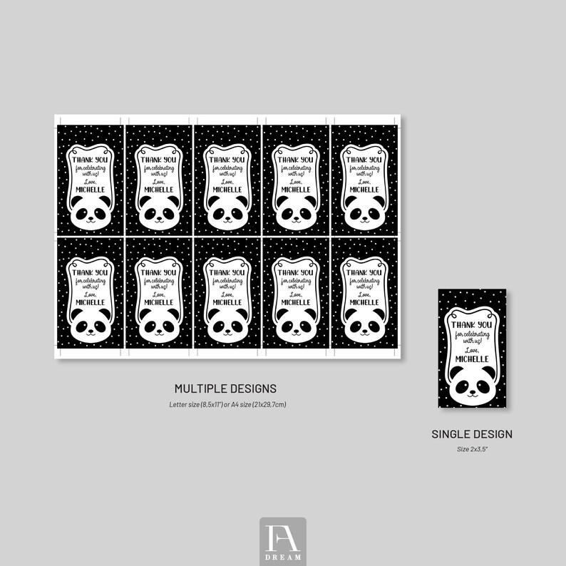 Panda Thank You Favor Tags, Printable Birthday Party Labels (DIY ...