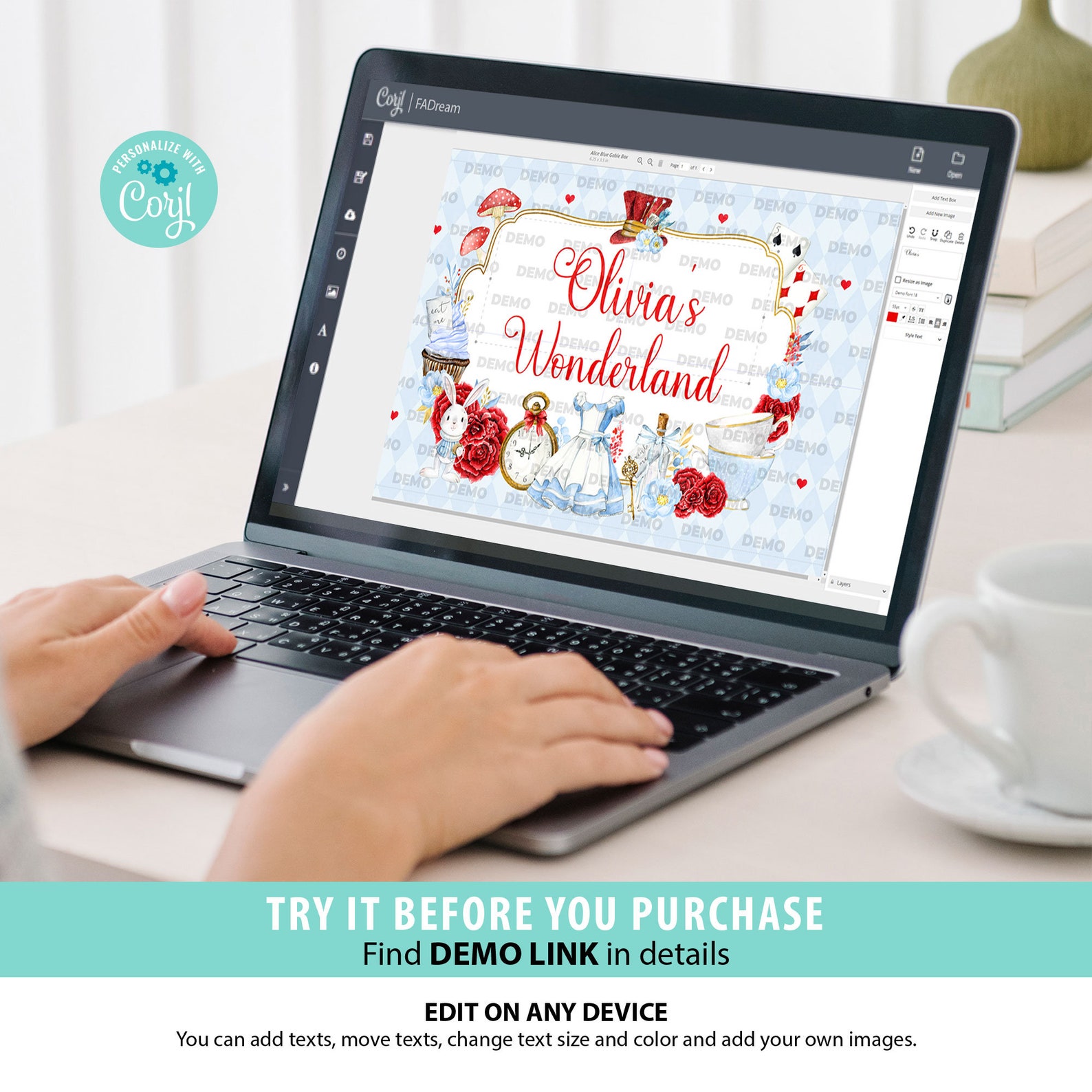 Editable Alice Gable Box Label Template Alice in Wonderland - Etsy