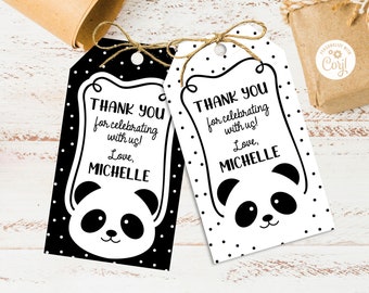 Birthday Party Stickers Panda Birthday Party Favor Labels Birthday ...