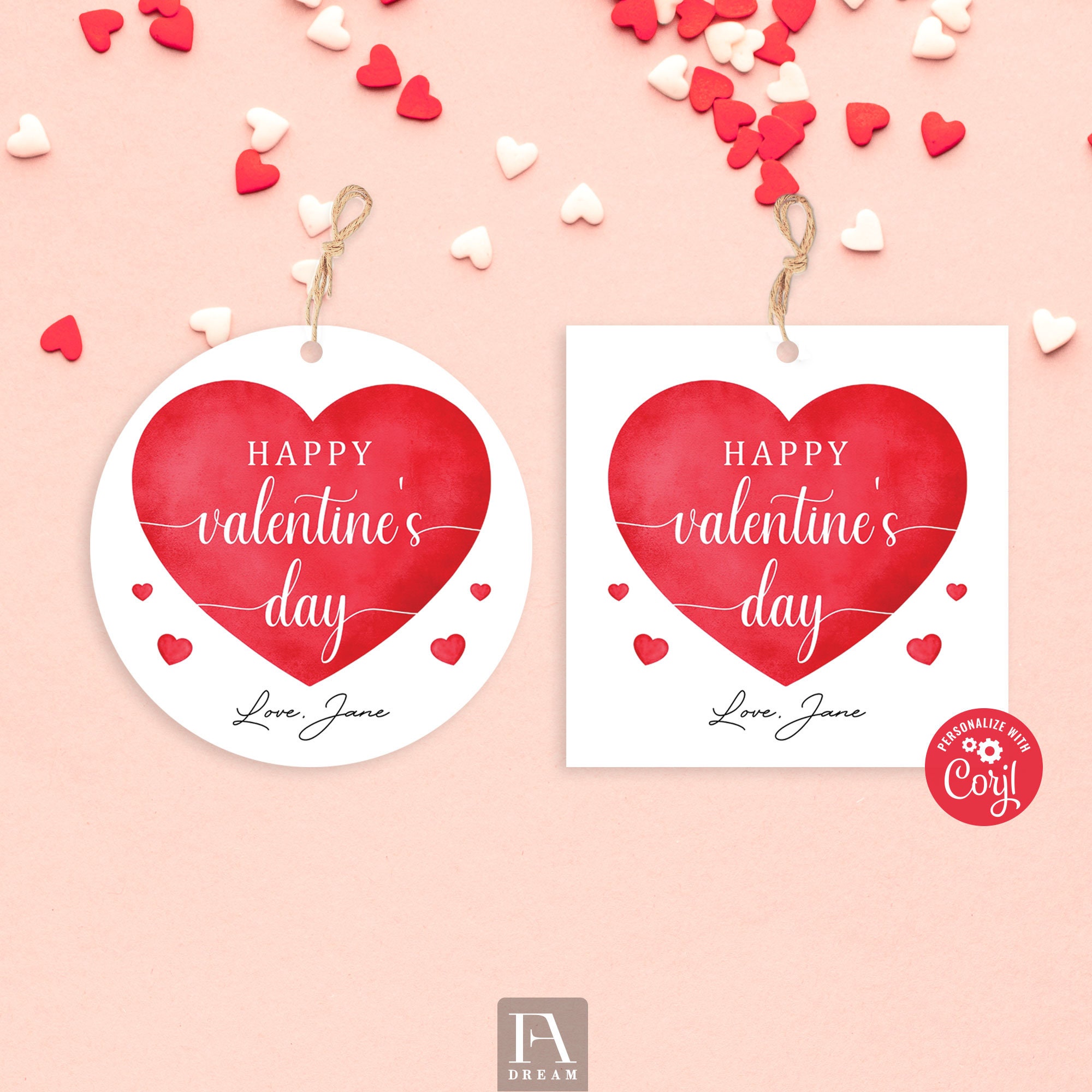 Editable Happy Valentine's Day Tag. Happy Valentine's Label, Valentine ...