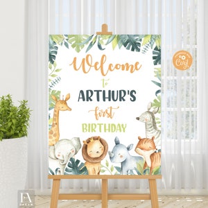 Safari Welcome Sign, Safari Birthday Welcome Printable, Safari Animals ...