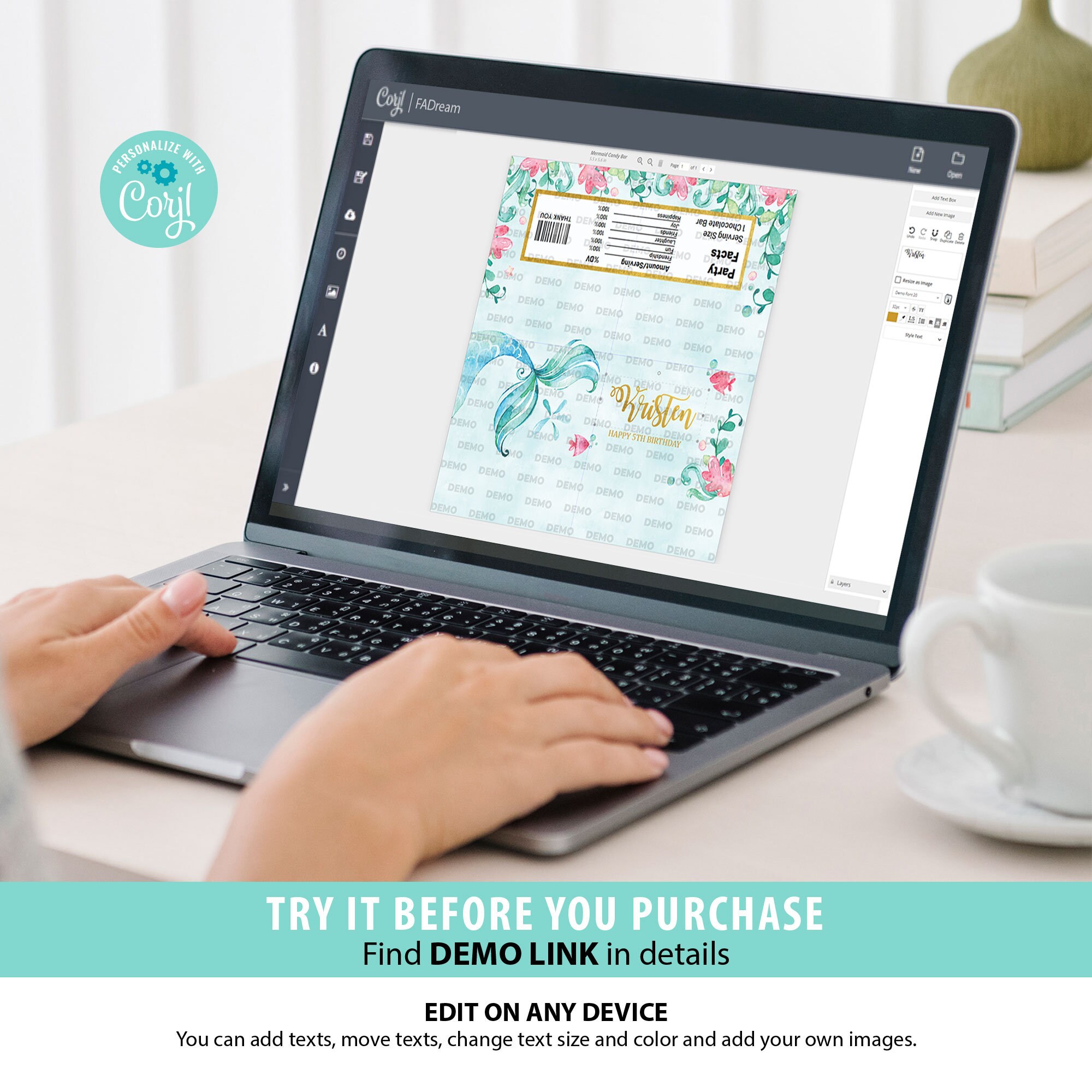 Editable Mermaid Candy Bar Wrapper Label Template, Under the Sea ...