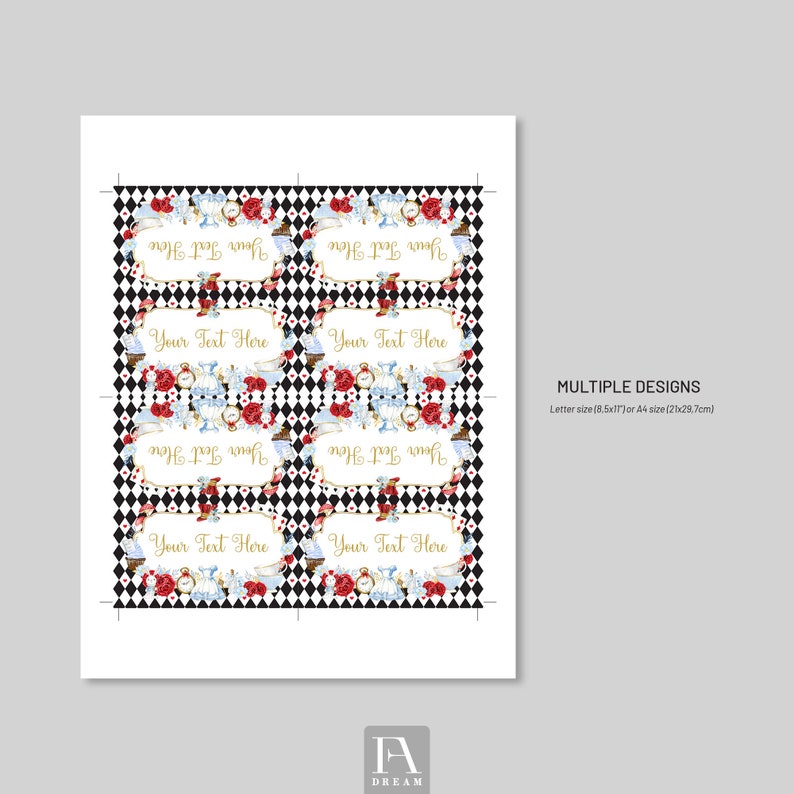 Editable Alice Food Label Template, Alice in Wonderland First 1st ...