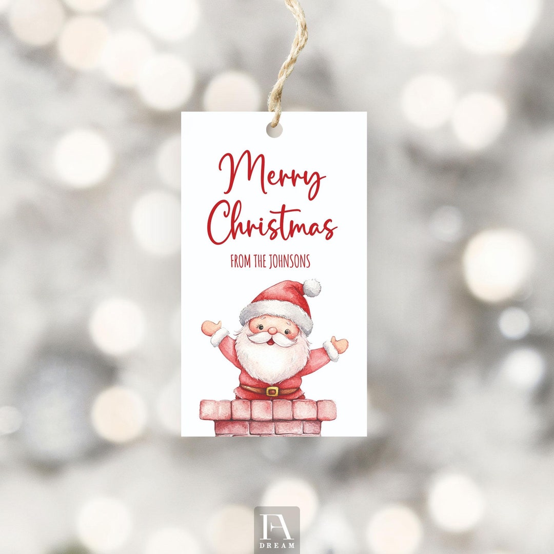 Editable Merry Christmas Tag Template, Holiday Stickers Favor Tags ...