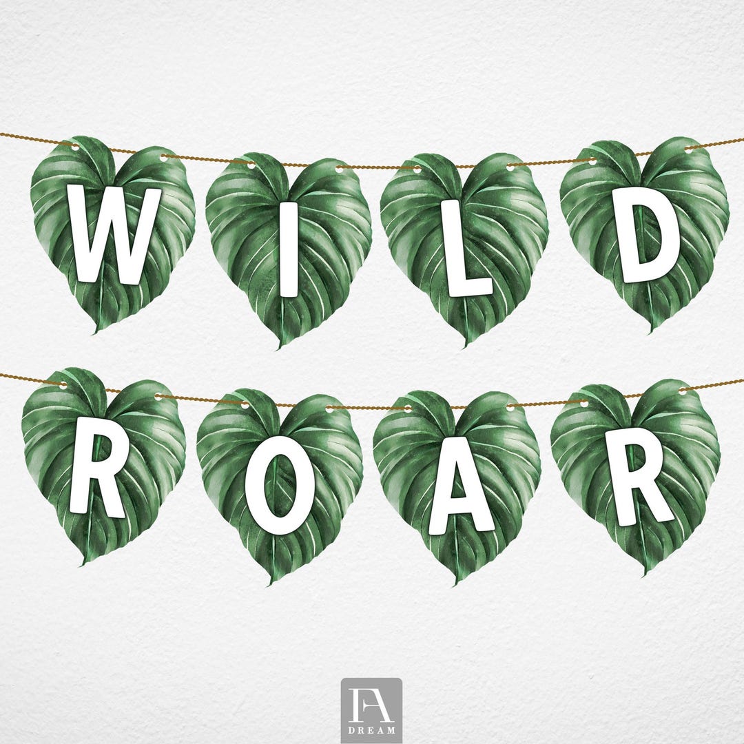 Tropical Leaf Party Banner, Jungle Theme Garland, Lush Greenery Decor ...