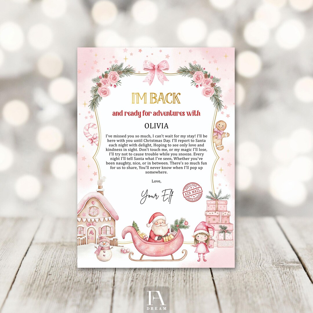 Editable Elf Arrival and Return Letter | Christmas Elf "i'm Back ...