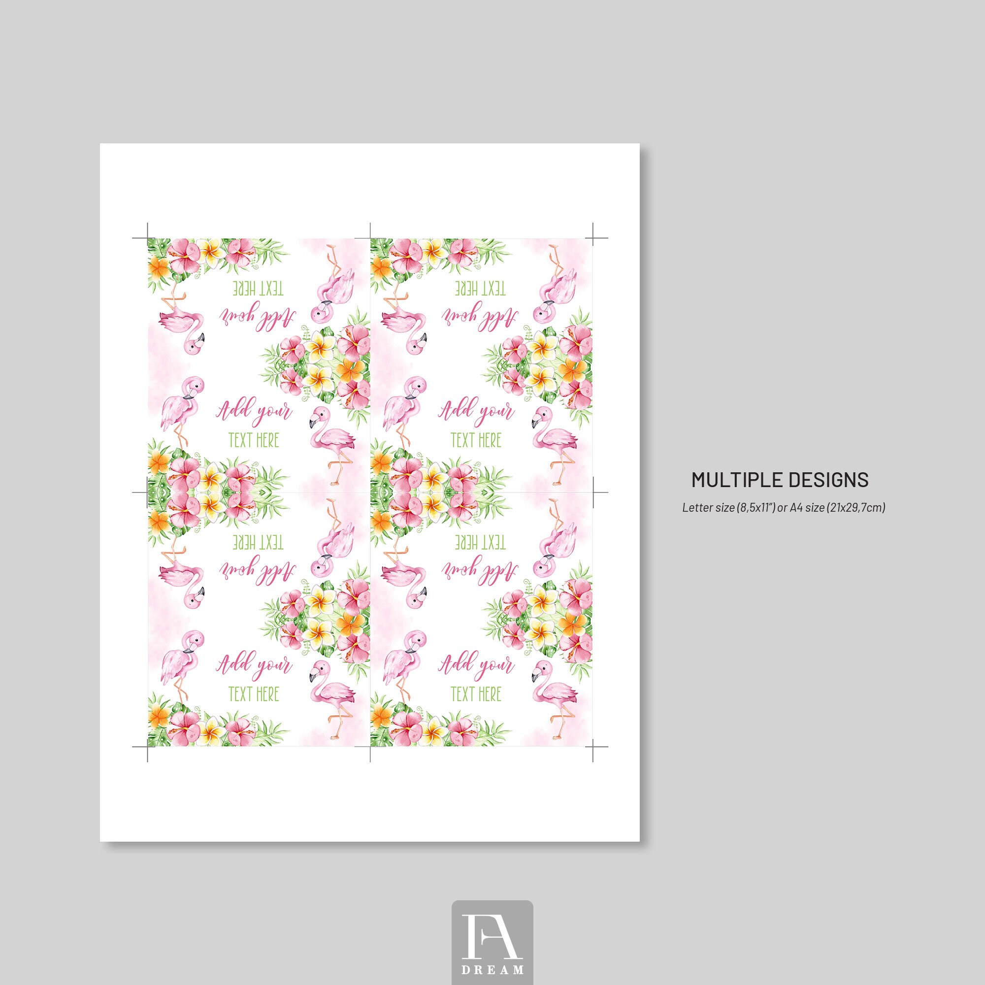 Editable Flamingo Food Label Template, Summer Birthday (digital ...