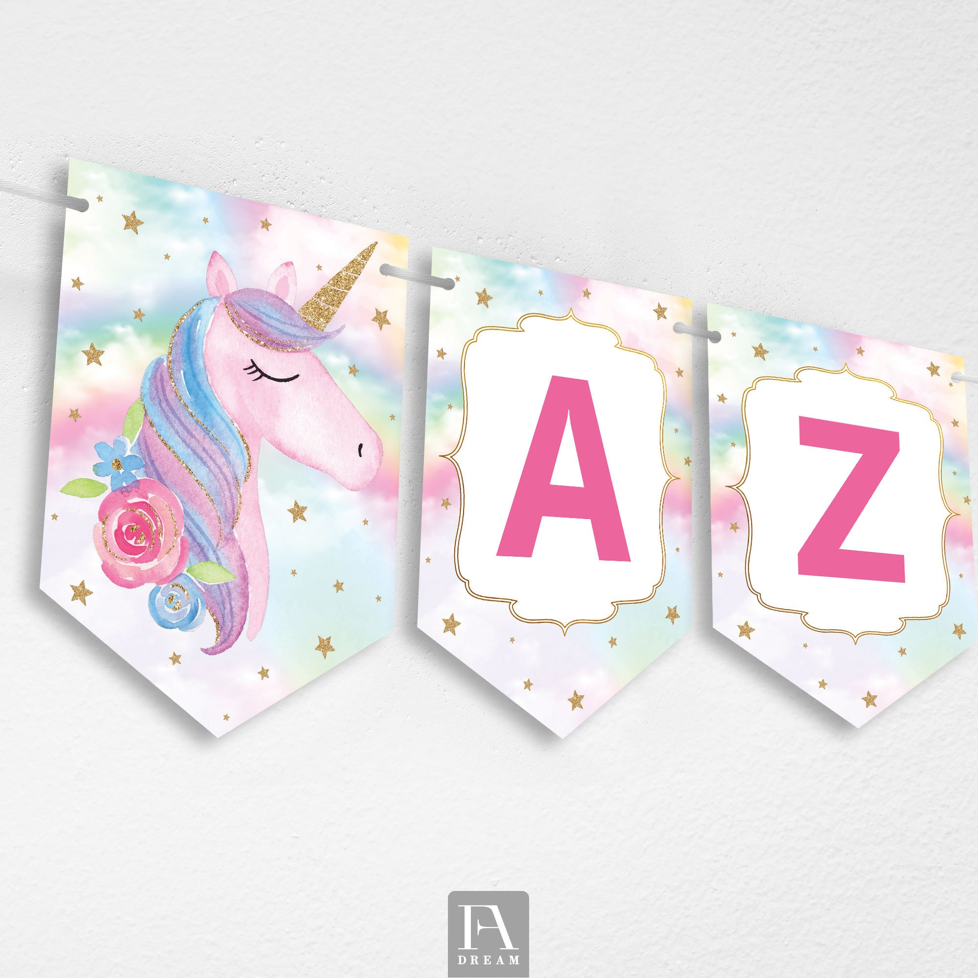 Unicorn Alphabet A-Z Numbers Symbols Banner Unicorn Rainbow - Etsy