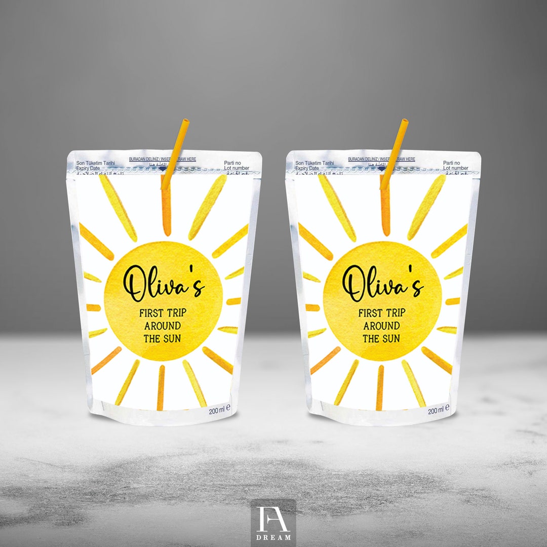 Editable Sun Capri Sun Labels, First 1st Birthday Party Juice Labels ...