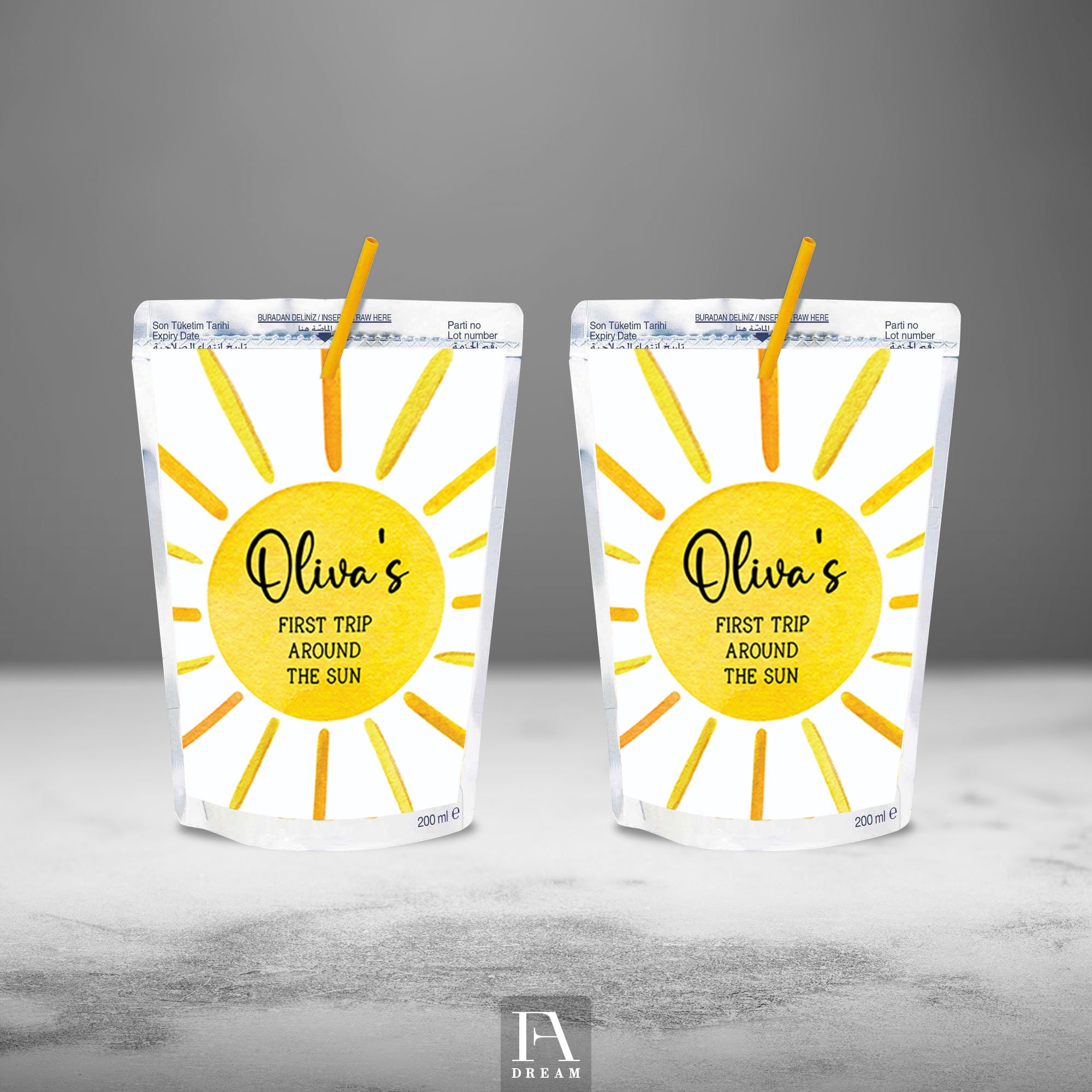 Editable Sun Capri Sun Labels, First 1st Birthday Party Juice Labels ...
