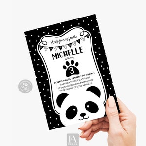 Panda Invitation, Panda Birthday Invite, Panda Party Decor, Panda ...