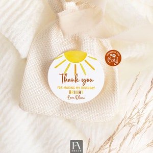 Editable Sun Favor Tags, Sunshine Gift Labels, Girl First Trip Birthday ...