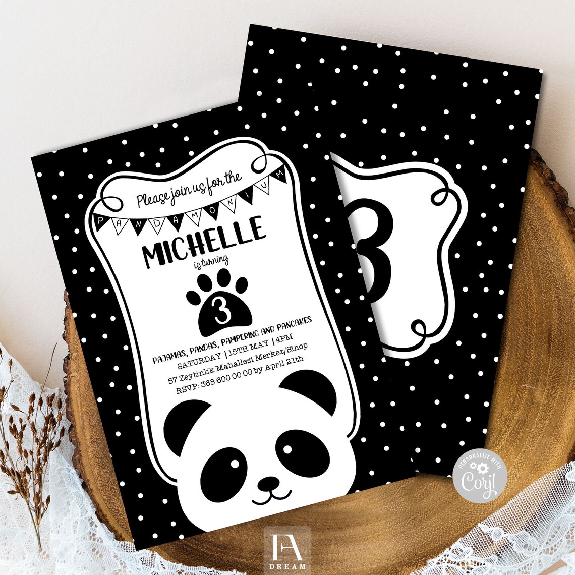 Panda Invitation Panda Birthday Invite Panda Party Decor - Etsy