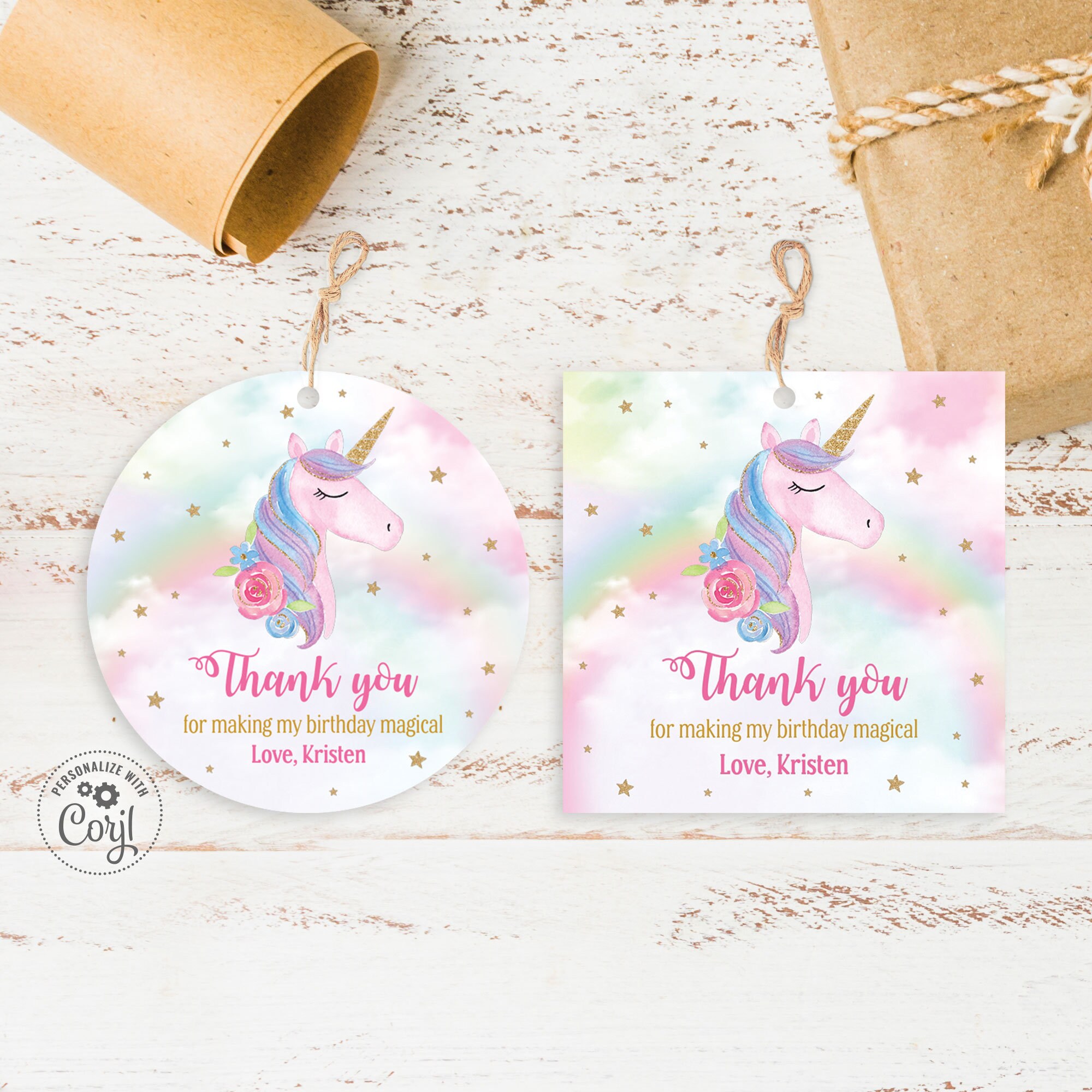 Unicorn Favor Tags Template Unicorn Magical Birthday Party - Etsy