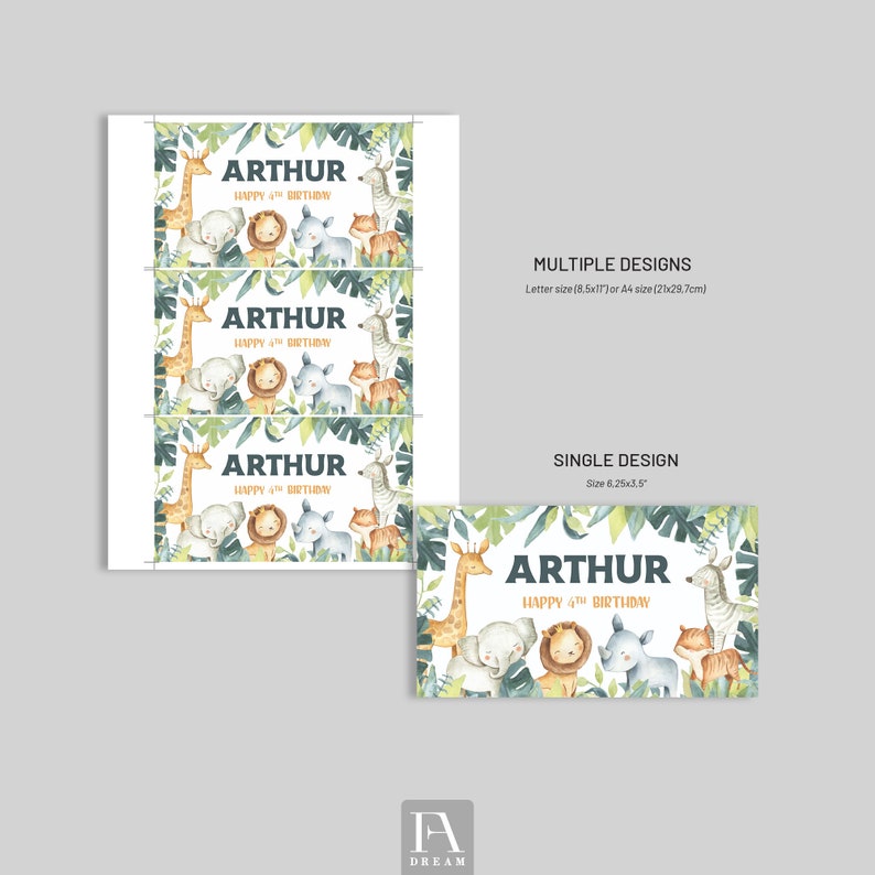 Safari Gable Box Label Template Editable Safari Animals Wild - Etsy