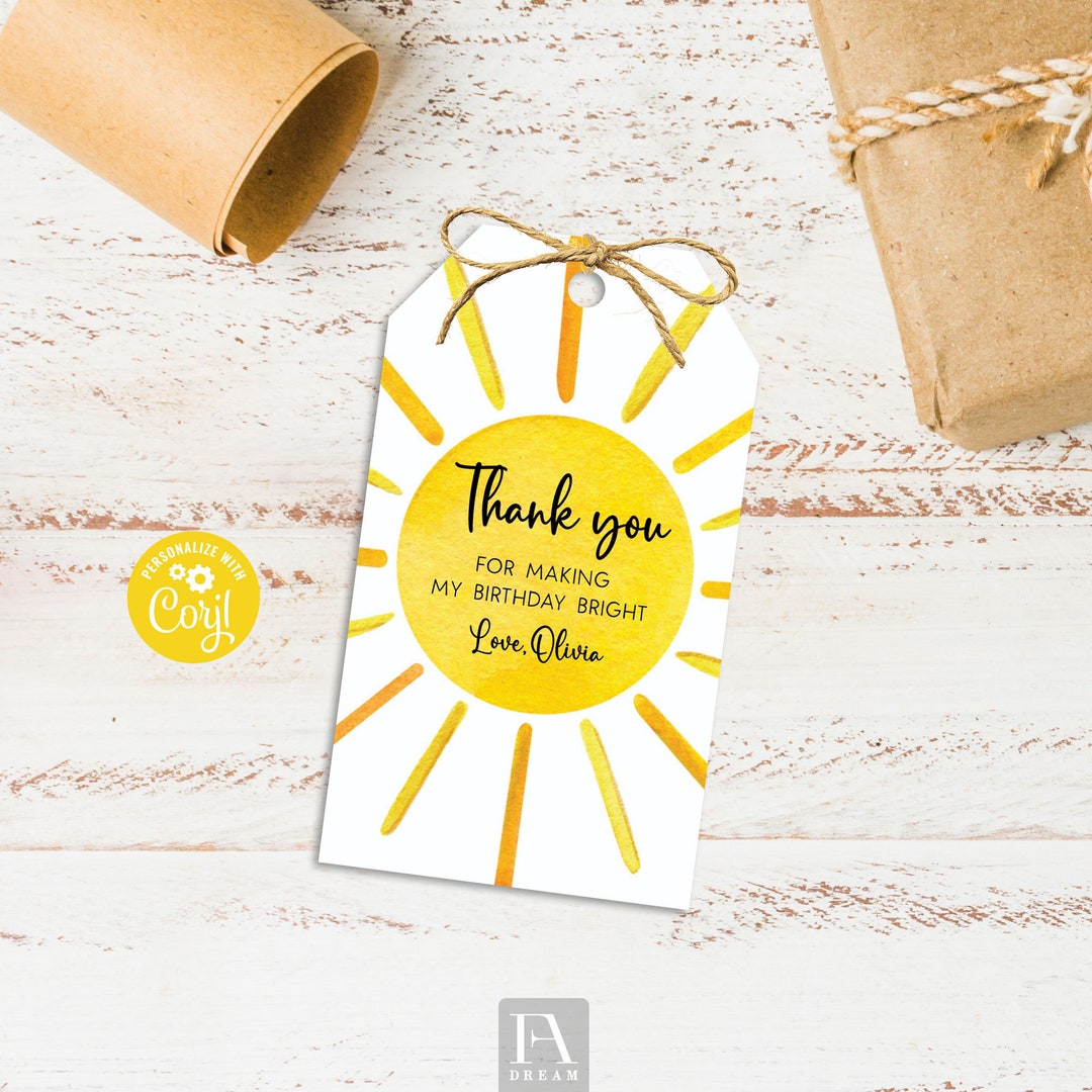 Editable Sun Favor Tag Template Sunshine Gift Label Sun Girl - Etsy