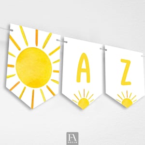 Sun Alphabet A-Z Numbers Symbols Banner, Sun 1st First Birthday Party ...