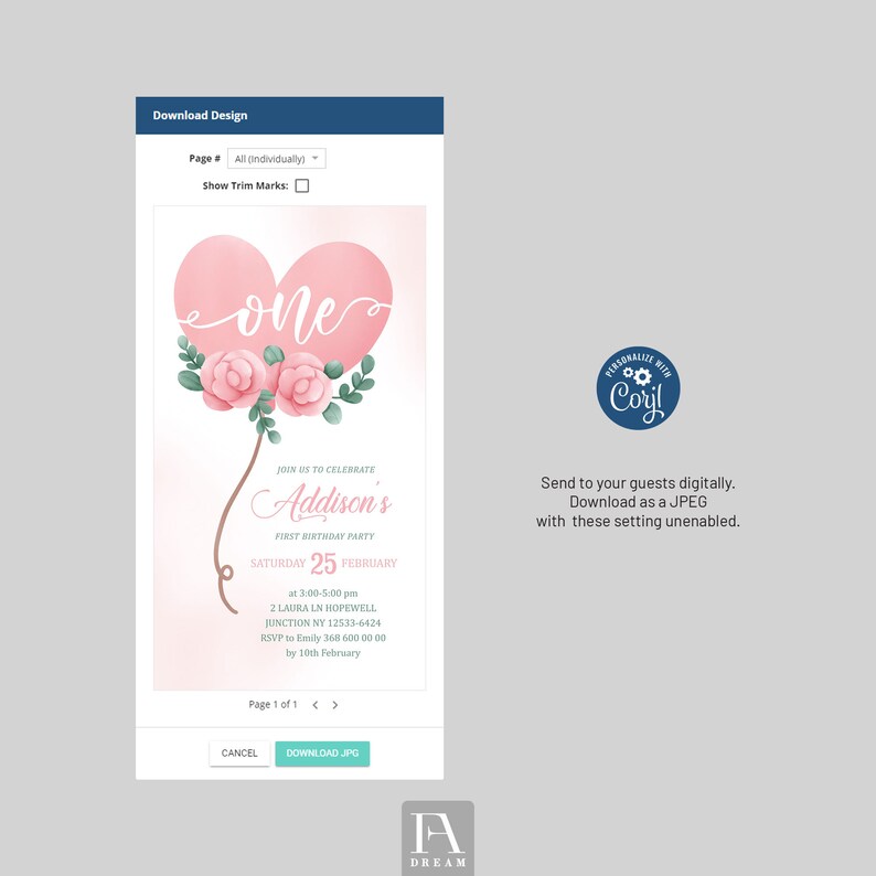 Electronic Heart Birthday Invitation Heart Balloon Evite - Etsy