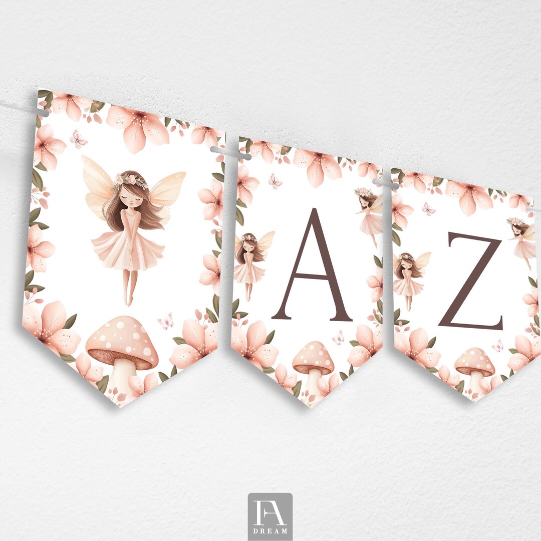 Fairy Enchanted Banner Bunting, Fairy Party Flag, Printable Fairy ...