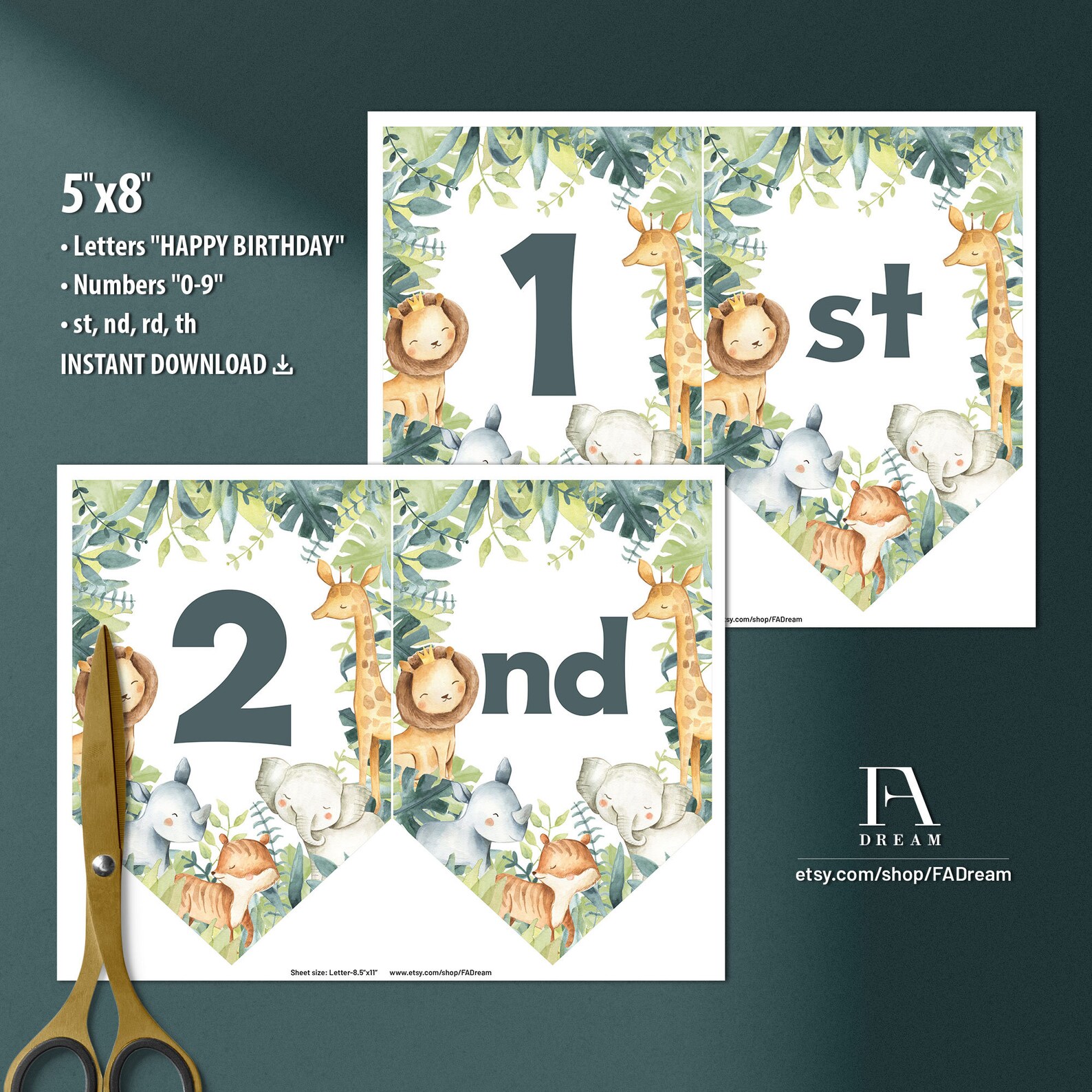 Safari Animals Happy Birthday Banner Party Animals Safari Decorations ...