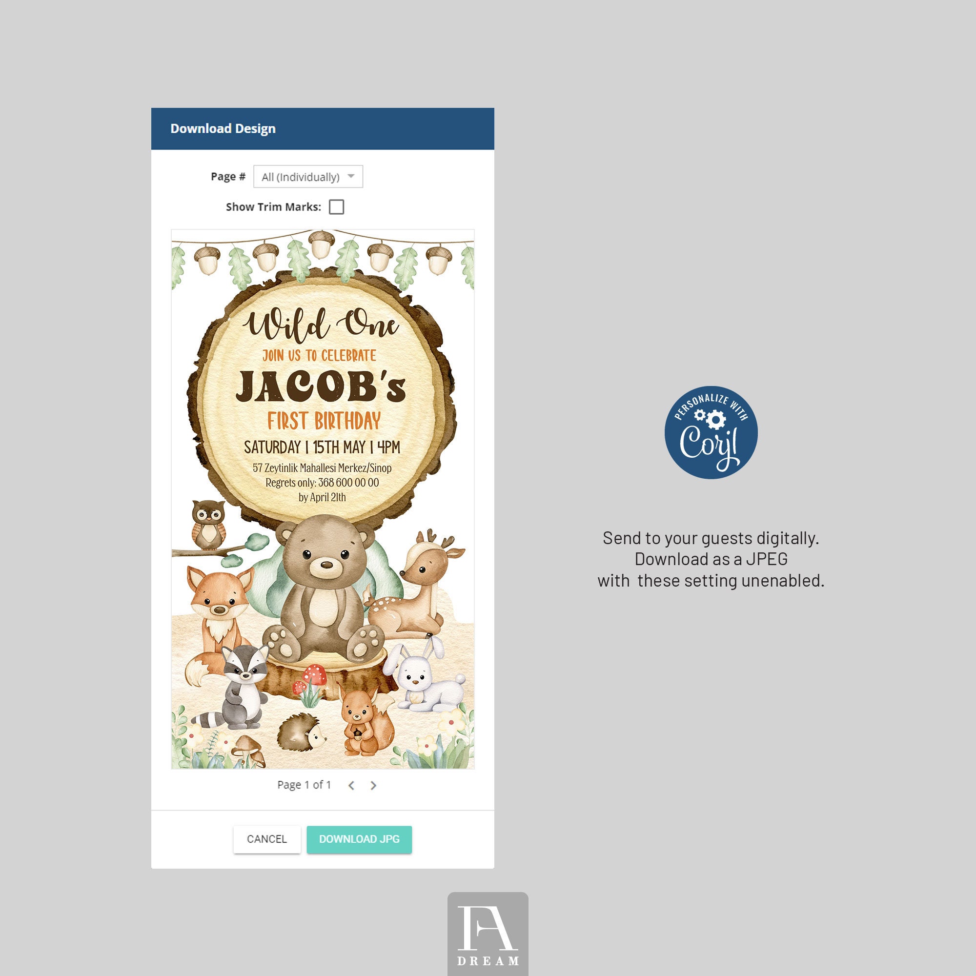 Editable Electronic Woodland Animals Birthday Invitation Mobile ...