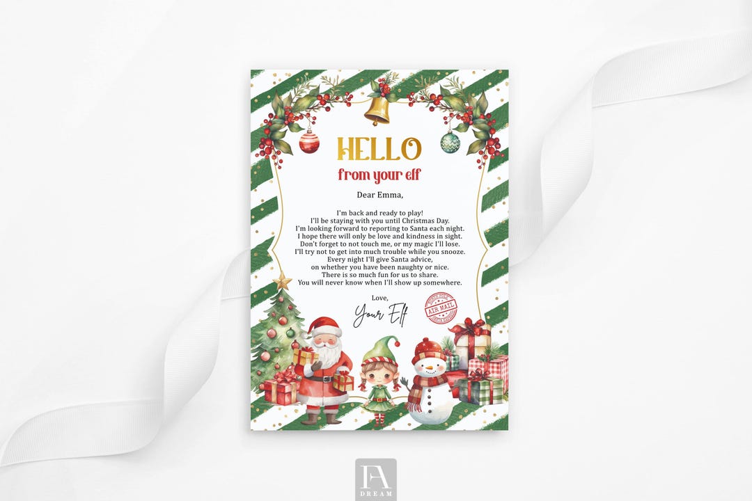 Editable Girl Elf Arrival Letter | "hello From Your Elf!" Note ...