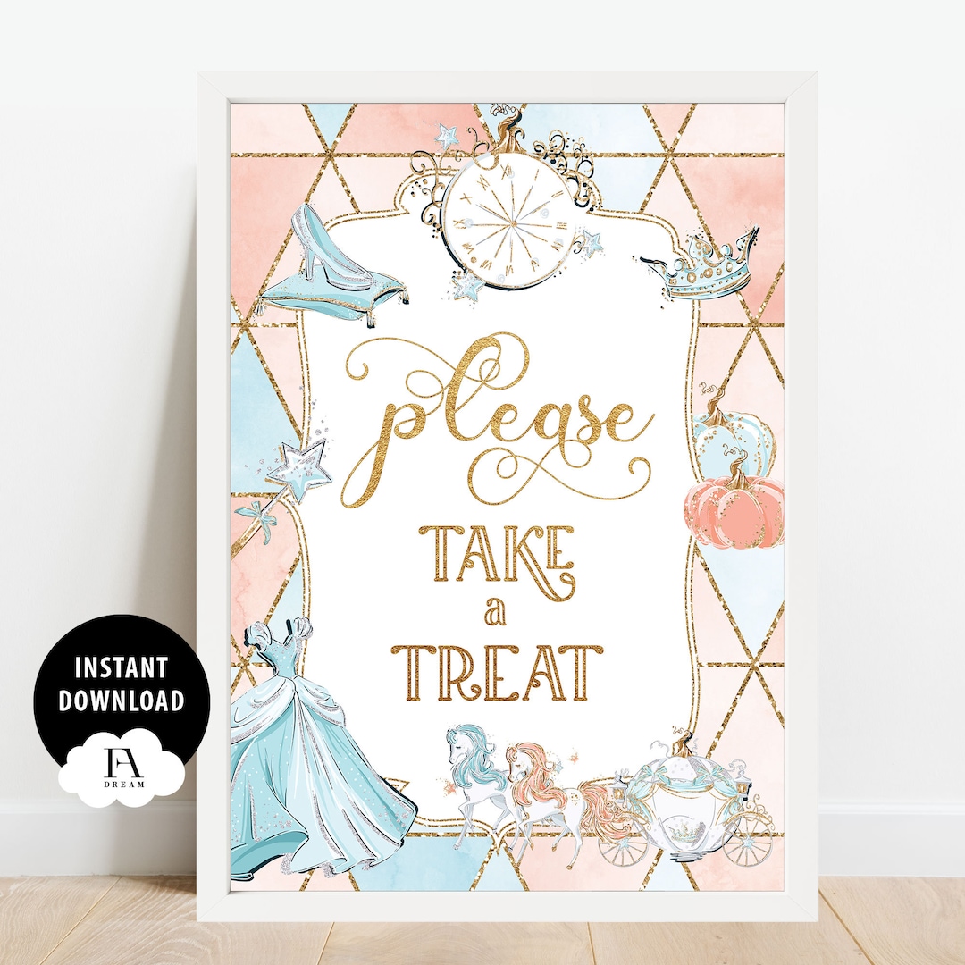 Please Take a Treat Birthday Sign, Princess Party Decors, Party Signs ...