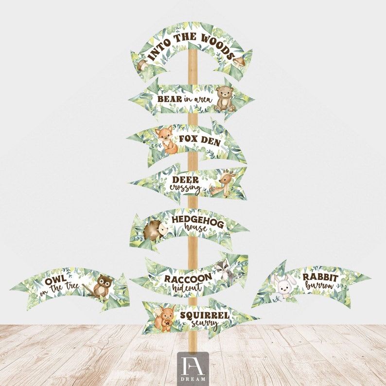 Printable Woodland Arrow Signs, Wild Animals Birthday Party Arrow Wild ...