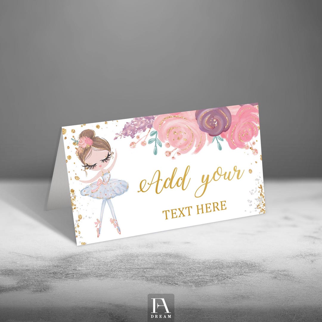Ballerina Food Card, Ballet Place Card, Tutu Theme Table Decor, Pink ...