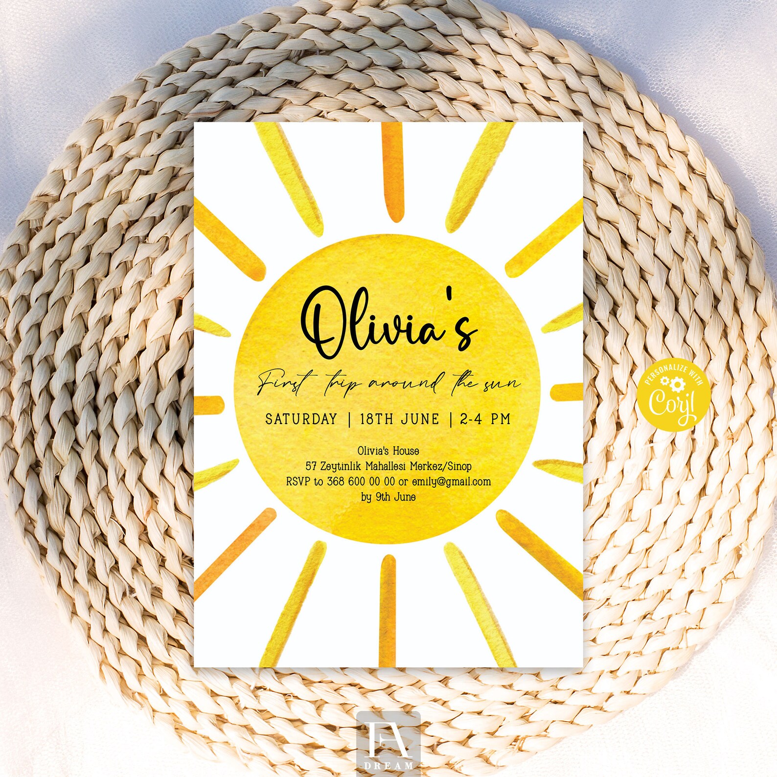 Editable Sun Birthday Invitation Sunshine Birthday Party - Etsy
