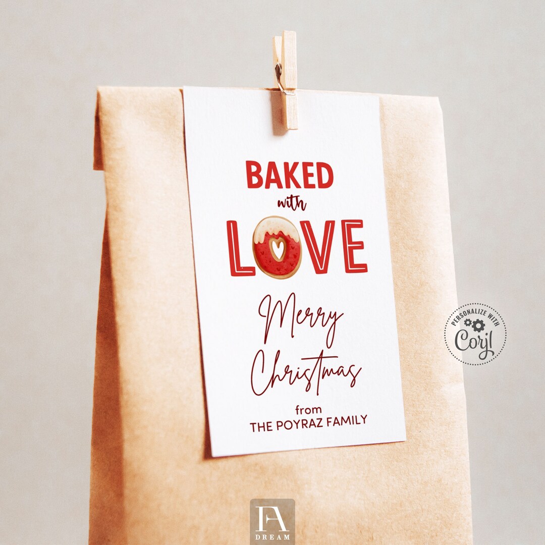 Baked With Love Tag Template Merry Christmas Cookie Tag - Etsy