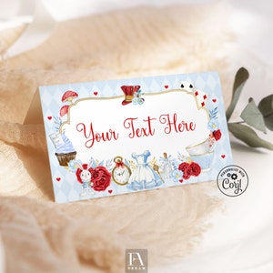 Editable Alice Food Label Template, Alice in Wonderland Blue First 1st ...