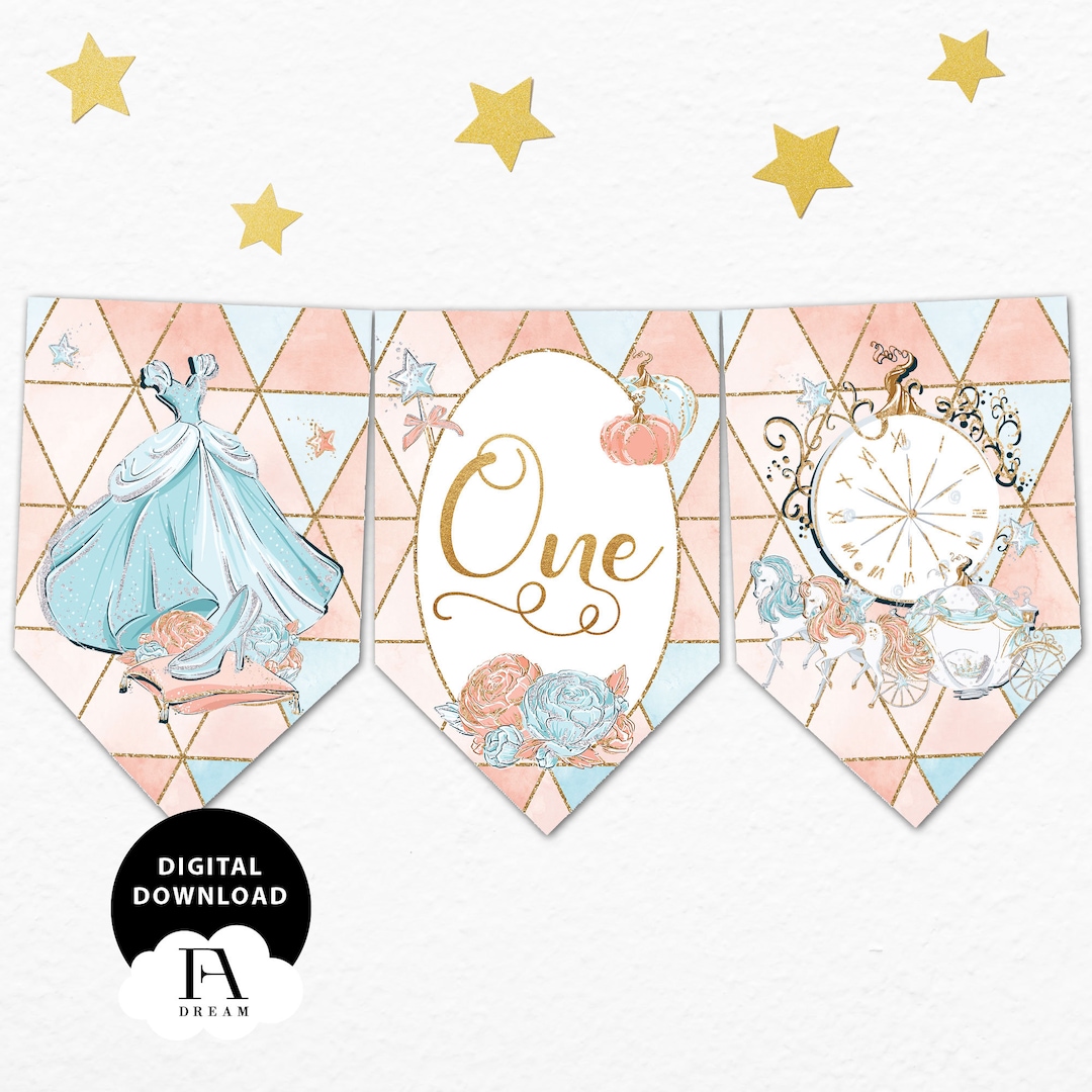 Princess ONE Banner, Fairy Tale Highchair Banner, Princess ONE Banner ...